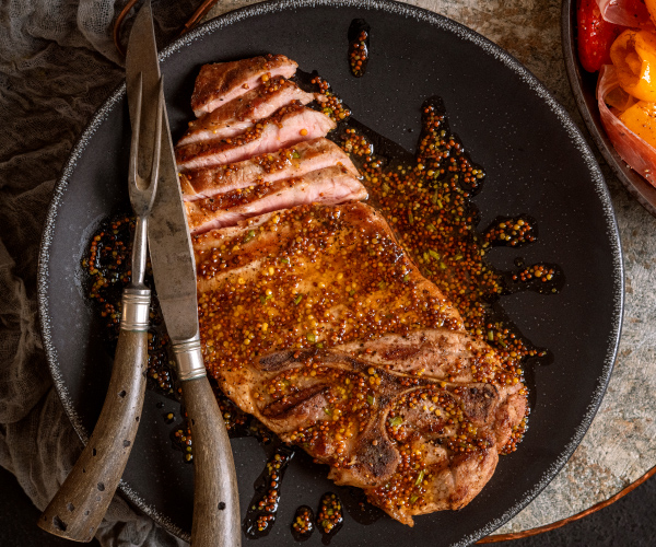 Pork Blade Chops with Whole Grain Carolina Gold Recipe | Blue Rhino