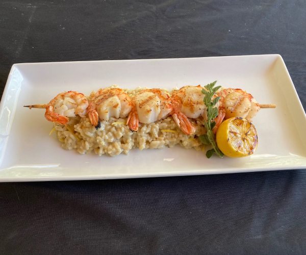 Shrimp & Scallops Skewers on Lemon Risotto Recipe | Blue Rhino